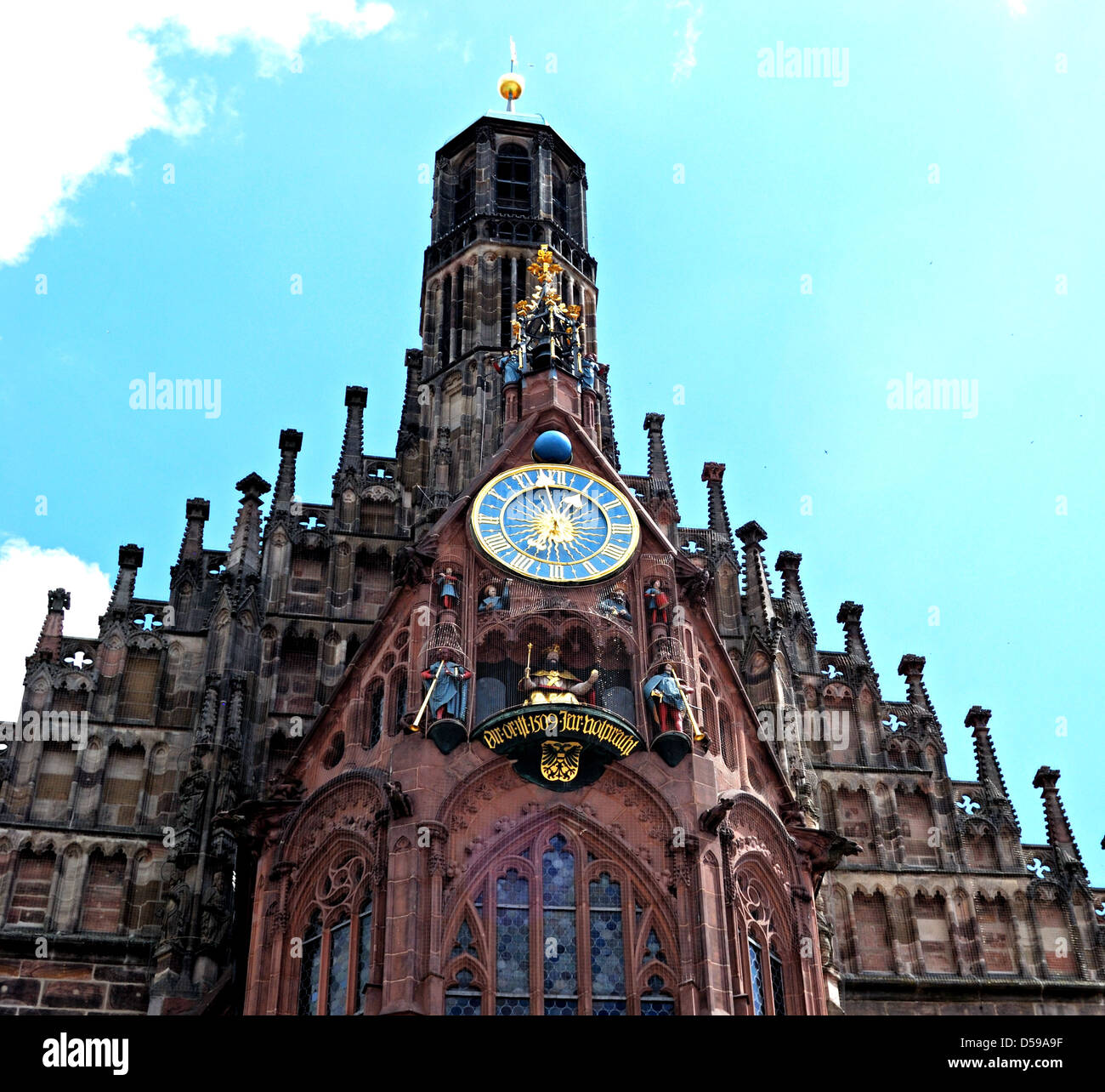 Church of our lady (Frauenkirche) featuring the Golden Bull clock ...