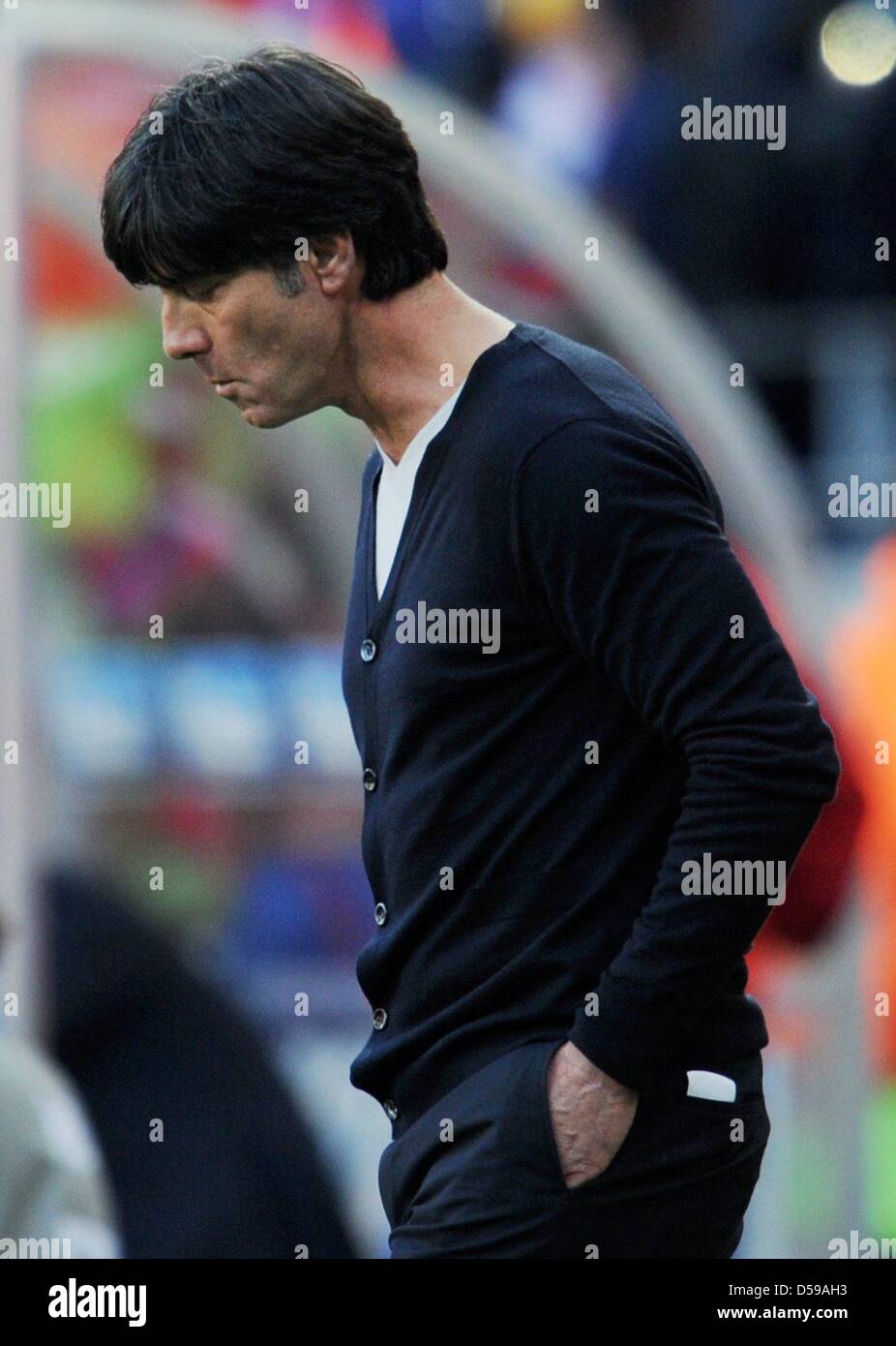 Headcoach Joachim Loew of Germany reacts during the FIFA World Cup 2010 ...