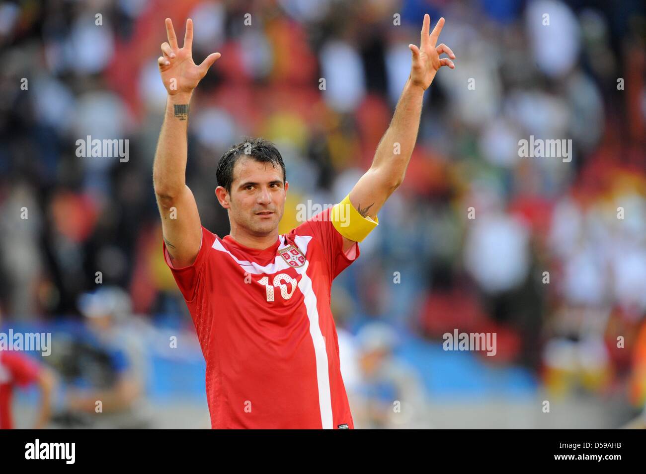 Serbia's captain Dejan Stankovic celebrates after the 2010 FIFA World ...