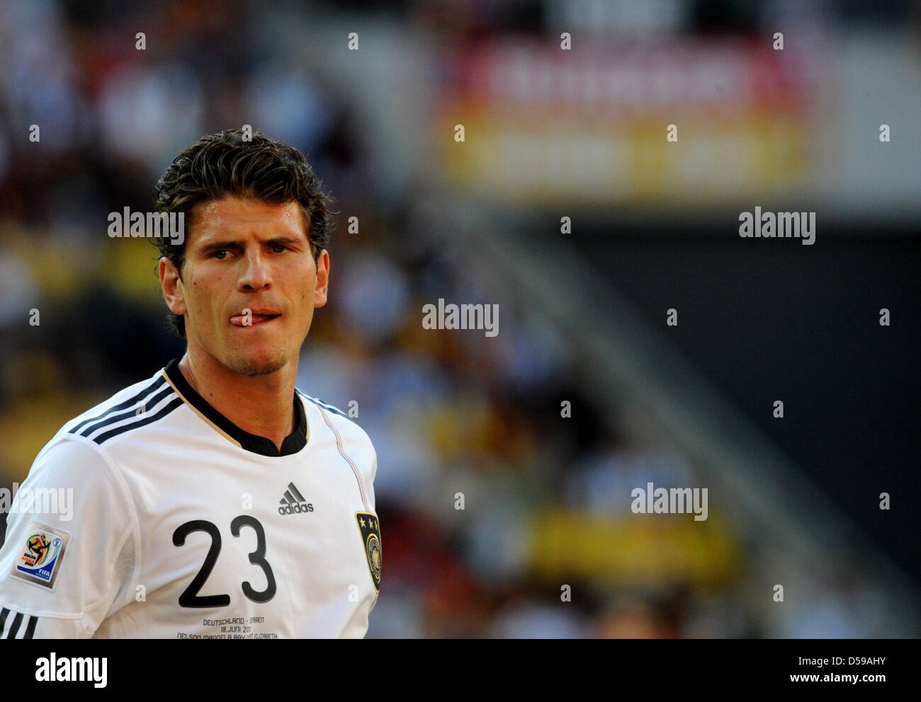 Germany's Mario Gomez reacts after the 2010 FIFA World Cup group D ...
