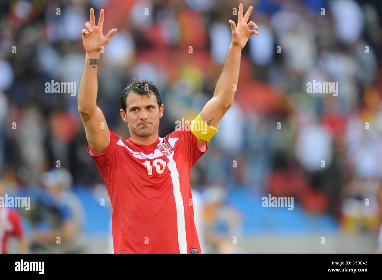 Serbia's Dejan Stankovic celebrates after the 2010 FIFA World Cup group ...