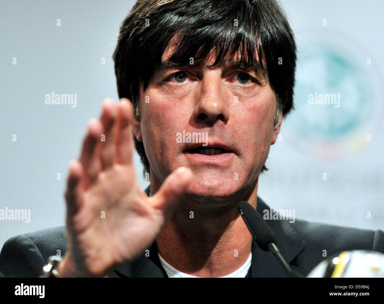 German coach Joachim Loew gestures during a press conference of the ...