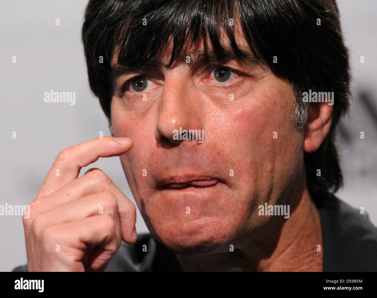German headcoach Joachim Loew gestures during a press conference of the ...
