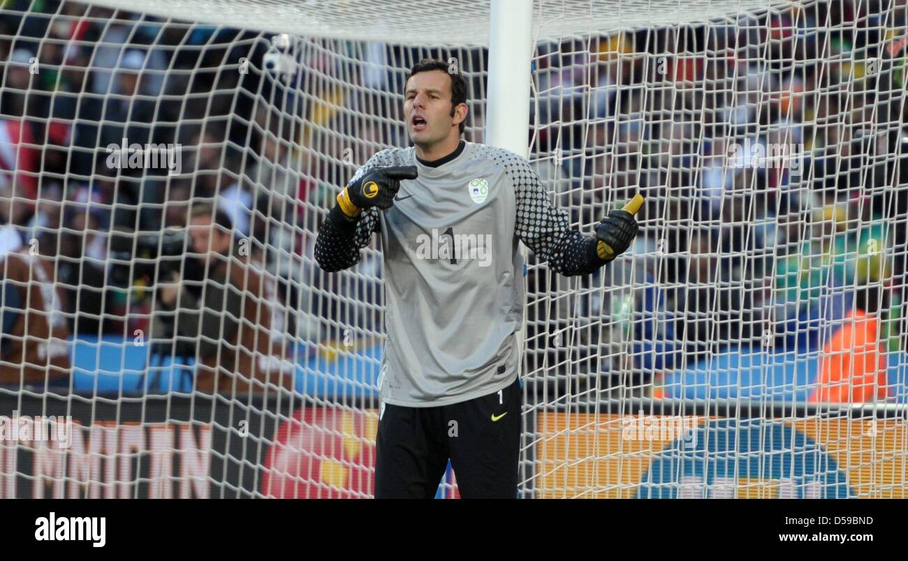 Goalkeeper Samir Handanovic of Slovenia gestures during the FIFA World ...