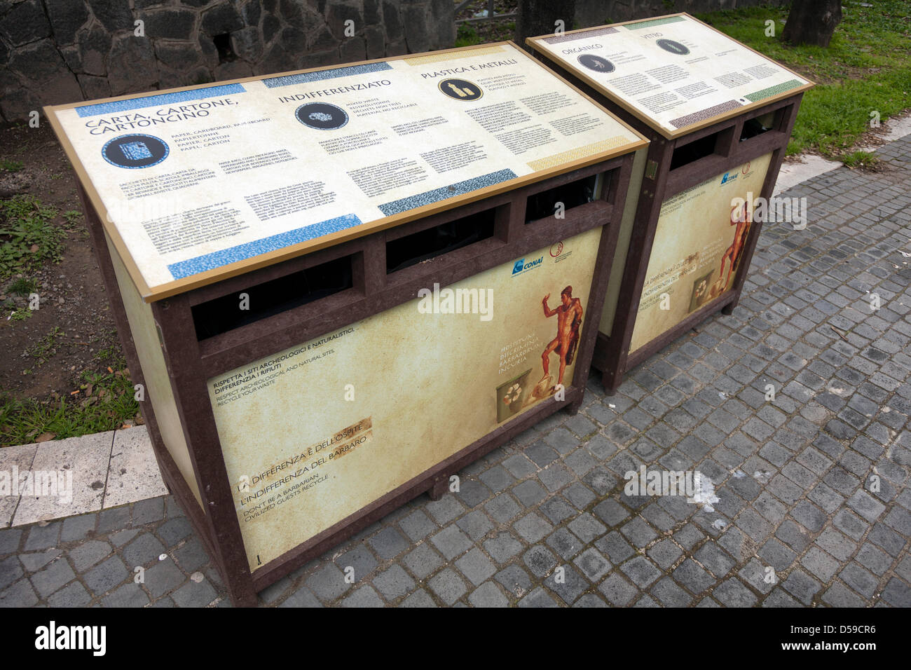 Waste separation container in Pompeji - Italy Stock Photo - Alamy