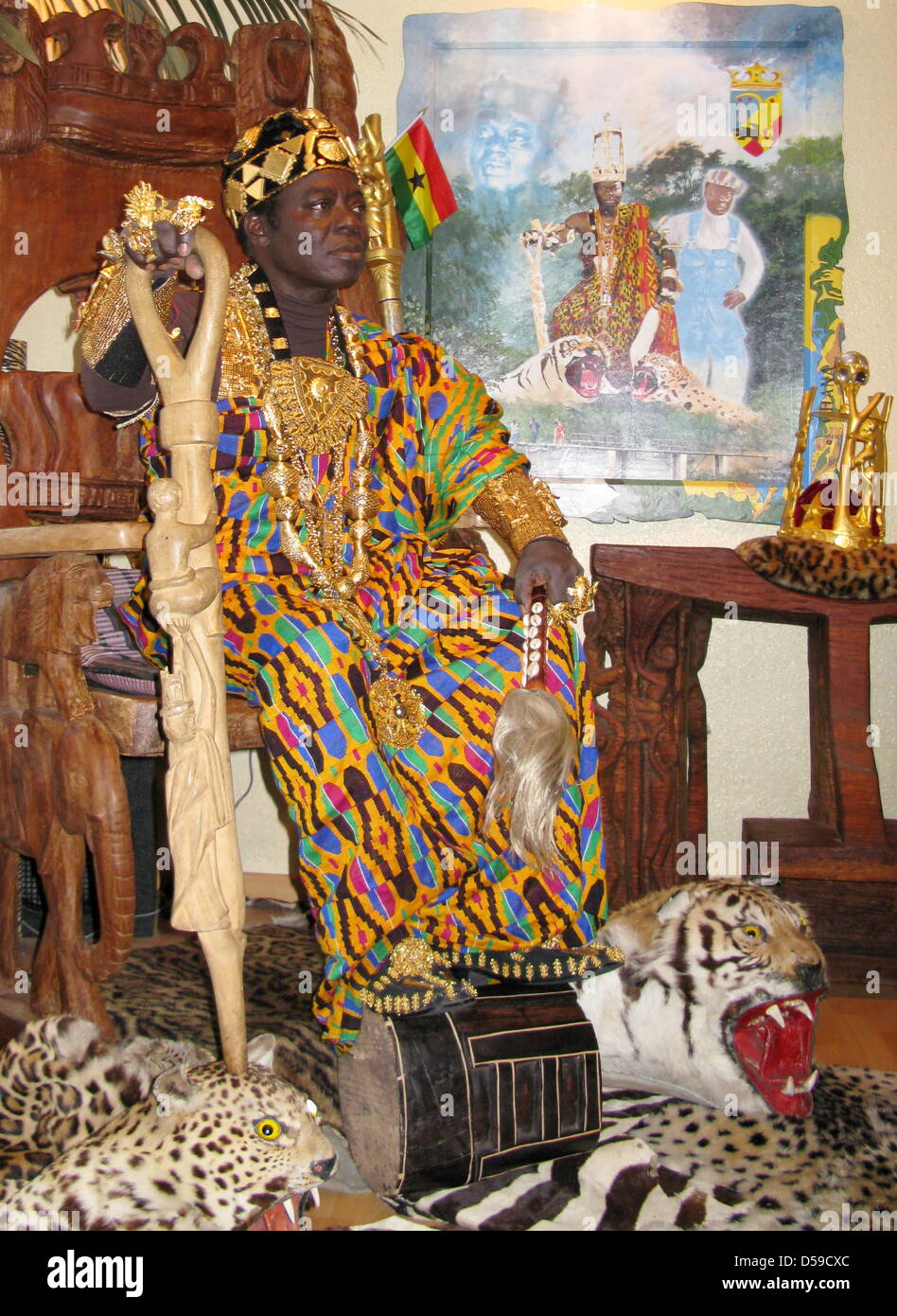 Ghanese king Cephas Bansah poses with a jersey of Ghana's national ...
