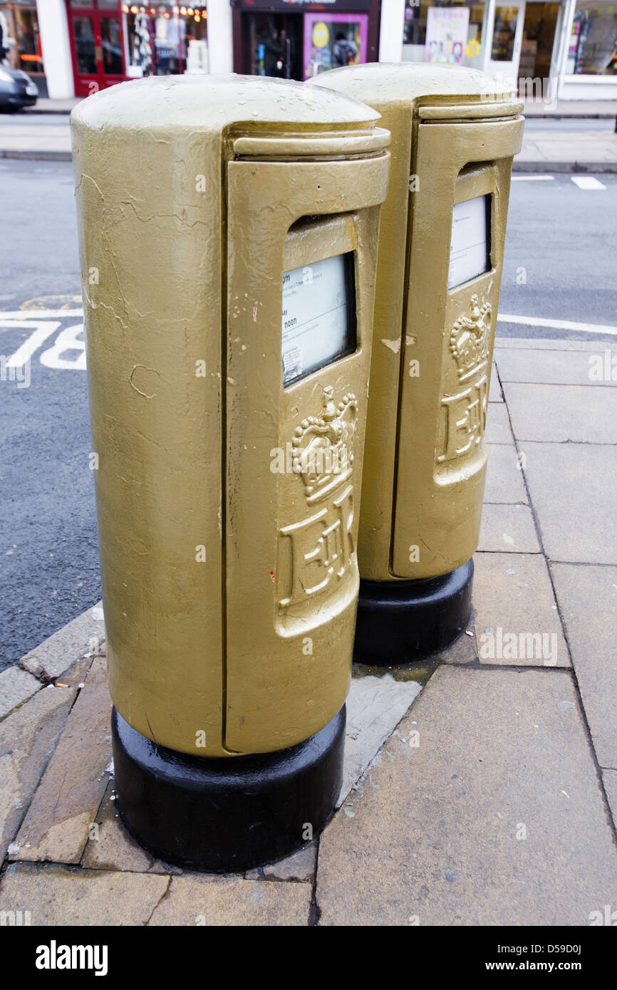 Two gold post boxes in Bridge Street, Stratford-Upon-Avon to mark ...