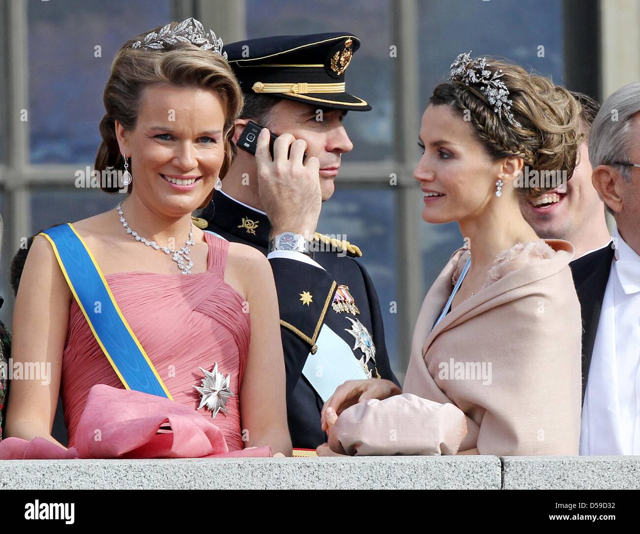 Princess Mathilde of Belgium (L), Crown Prince Felipe of Spain and ...
