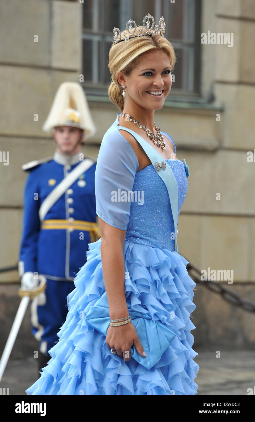 Princess Madeleine of Sweden arrives for the wedding of Crown Princess ...