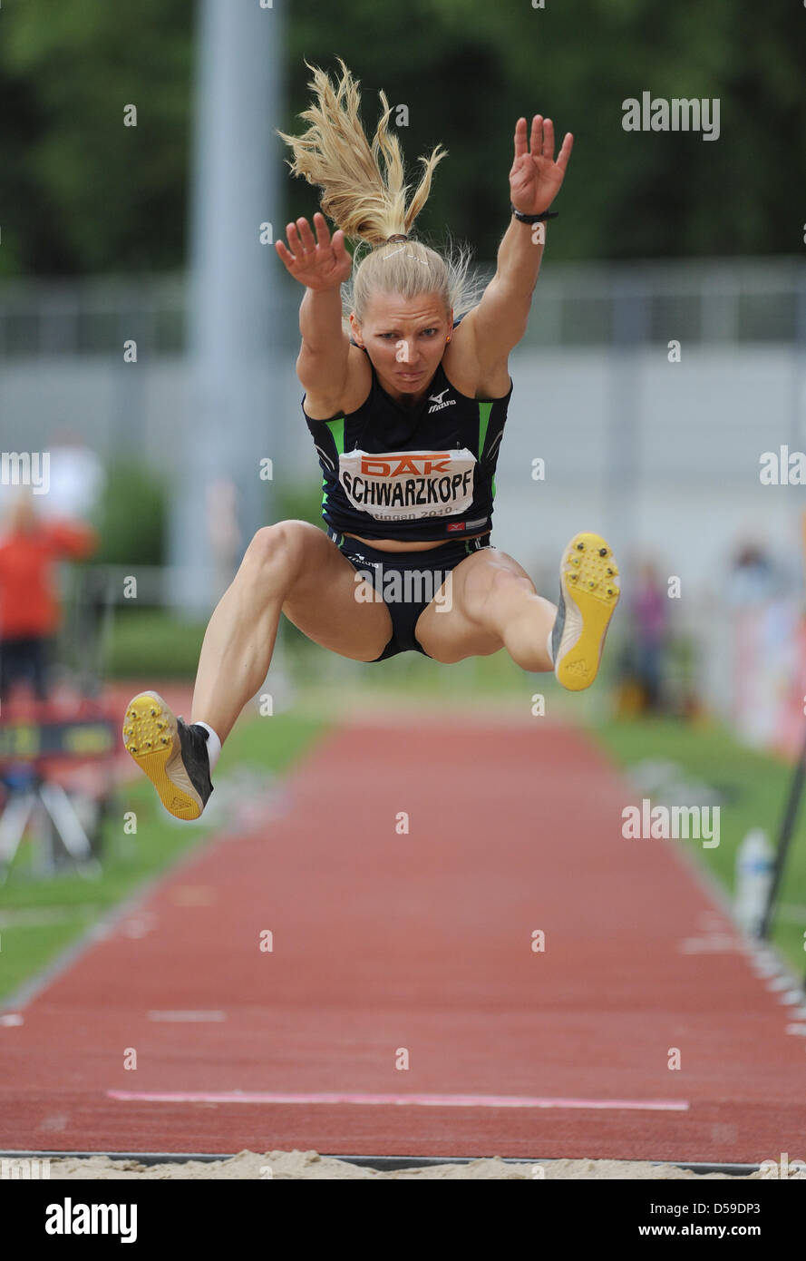 German heptathlete Lilli Schwarzkopf jumps during the World Combined ...