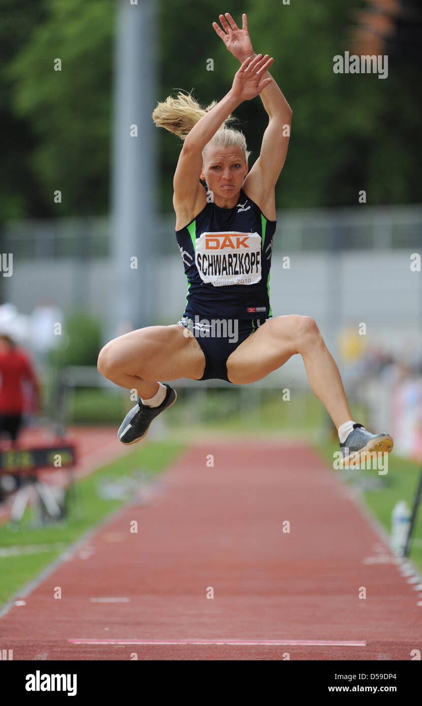 German heptathlete Lilli Schwarzkopf jumps during the World Combined ...