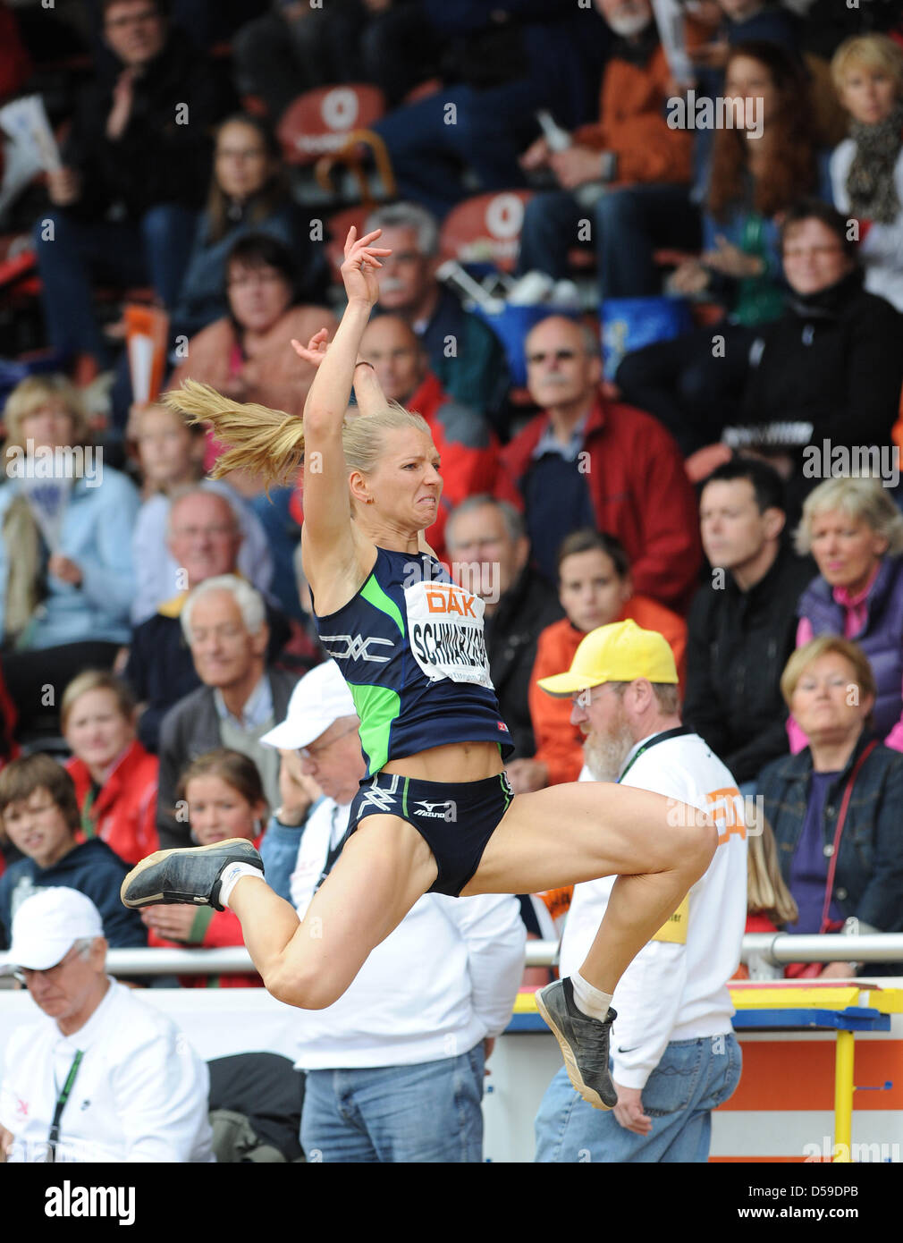 German heptathlete Lilli Schwarzkopf jumps during the World Combined ...