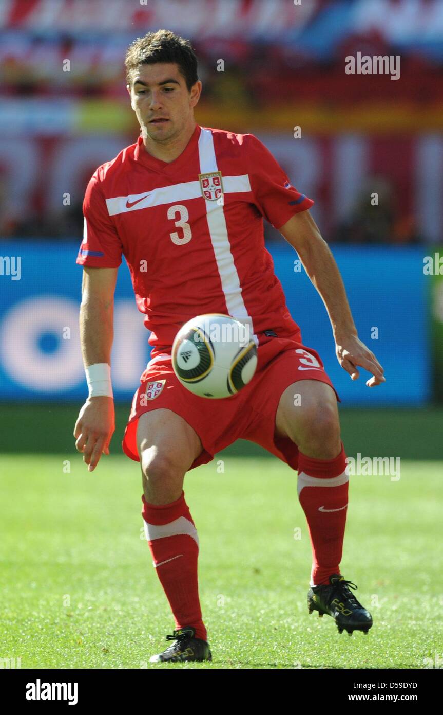 Serbia's Aleksandar Kolarov in action during the 2010 FIFA World Cup ...