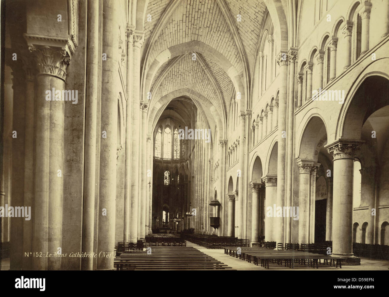 A photograph of the interior of Le Mans Cathedral, focusing on the ...