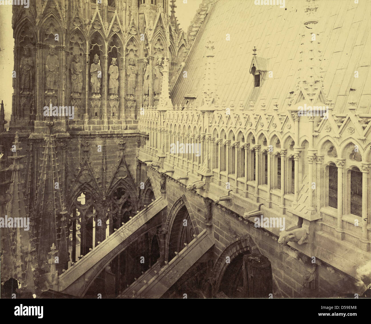 A view from the tower of Reims Cathedral, showcasing the flying ...