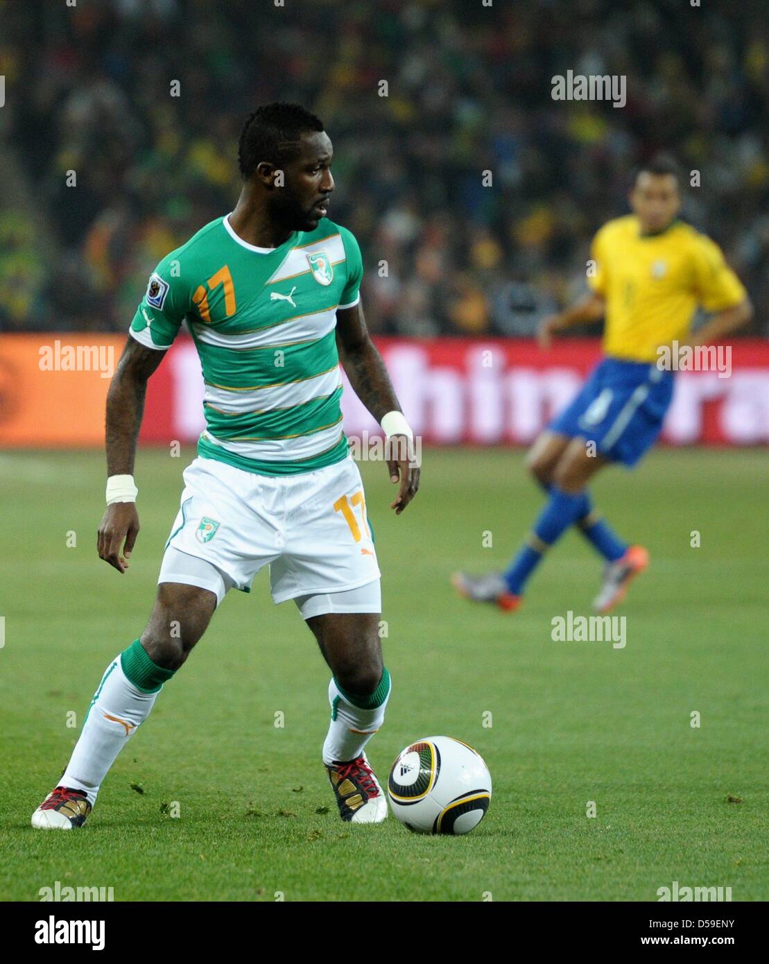 Siaka Tiene of Ivory Coast controls the ball during the FIFA World Cup ...