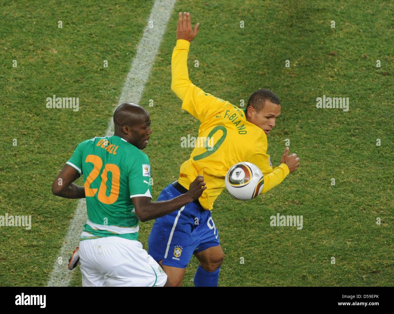 Brazil's Elano celebrates scoring the 3-0 during the 2010 FIFA World ...