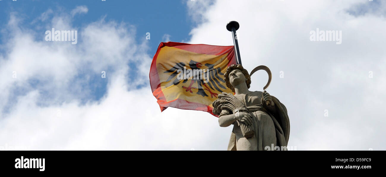 The flag of the German Federal President, that is posted on the roof of ...