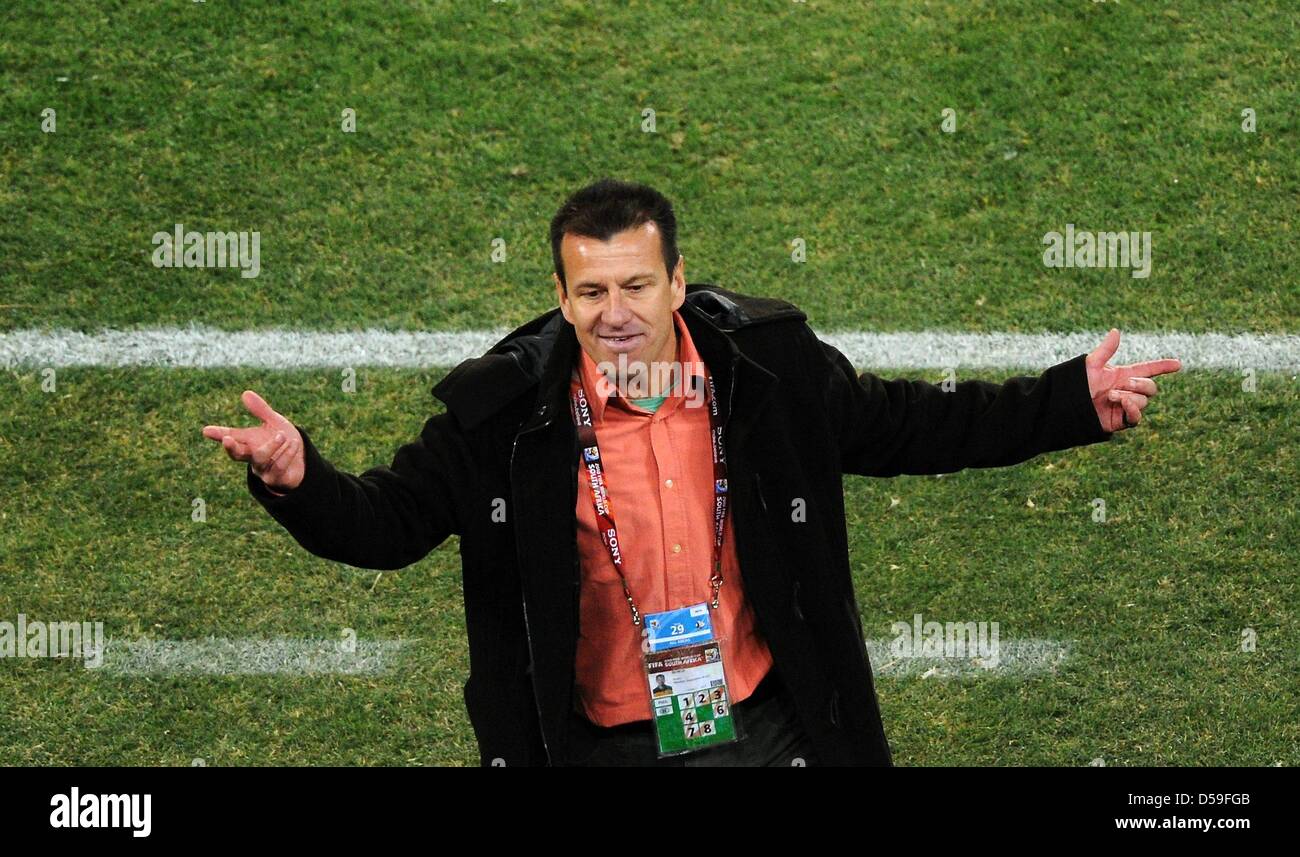 Headcoach Carlos Dunga of Brazil gestures during the FIFA World Cup ...