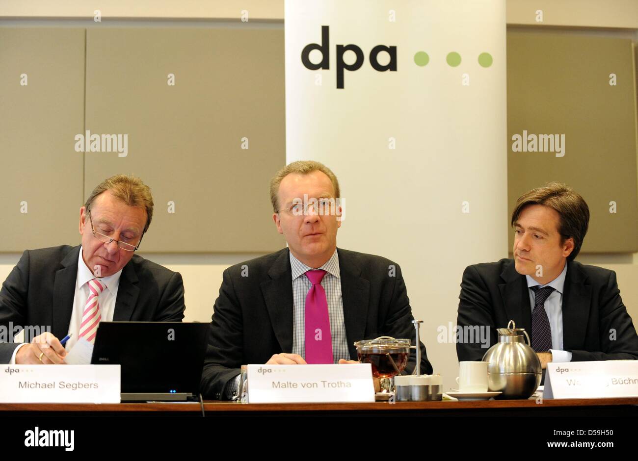 (L-R) German Press Agency dpa's vice-president Michael Segbers, CEO ...