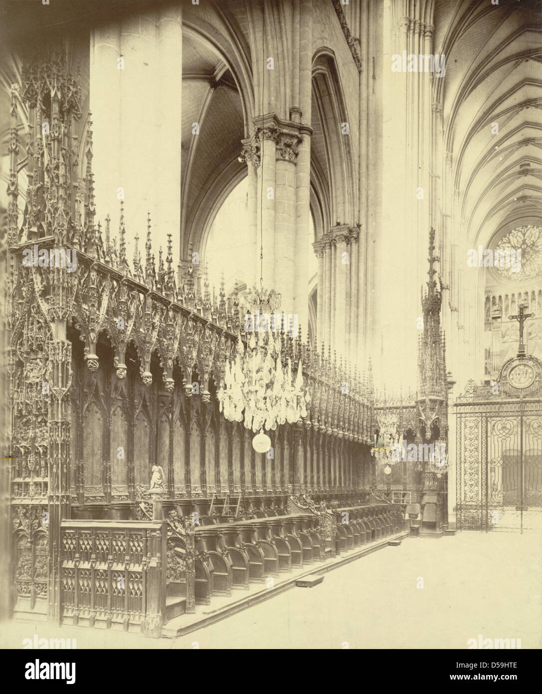 A photograph of the interior of Amiens Cathedral, focusing on the choir ...