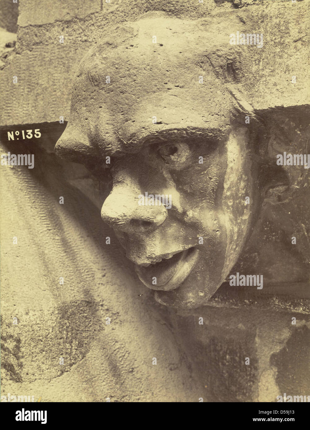 A grotesque head from Reims Cathedral in France, part of the Cathedral ...