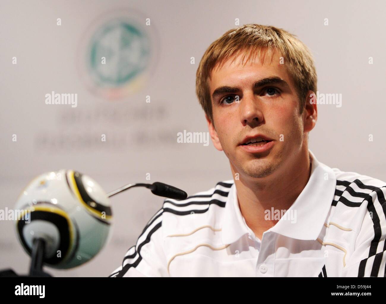 German player Philipp Lahm during a press conference of the German team ...