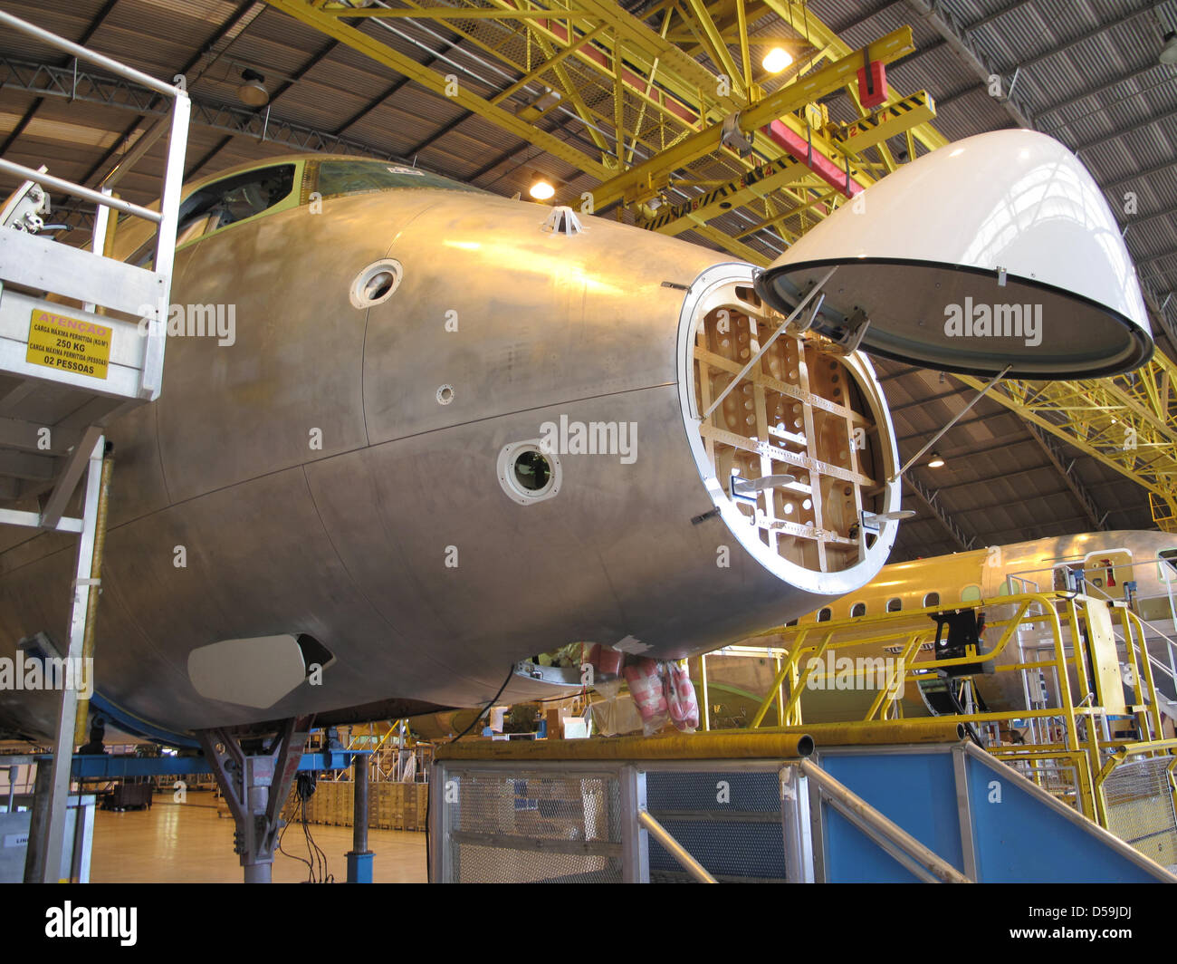 Embraer regional jets in the production hall of Brazilian airplane ...