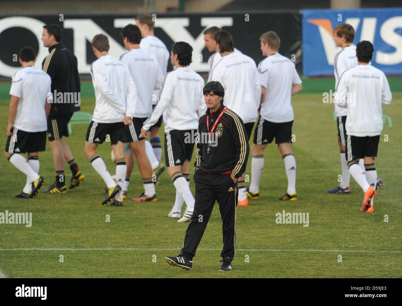Headcoach Joachim Loew (front) of Germany during a training session of ...