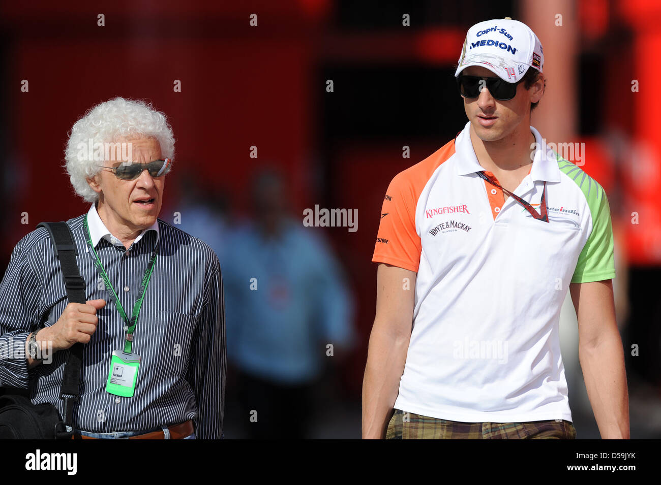 The German Formula One racing driver Adrian Sutil (R) from the team ...