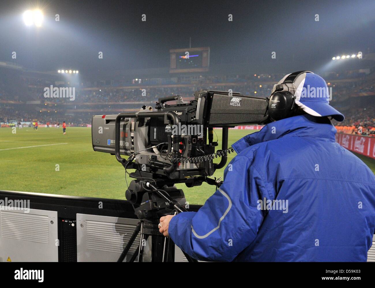 A cameraman during the FIFA World Cup 2010 group H match between Chile ...