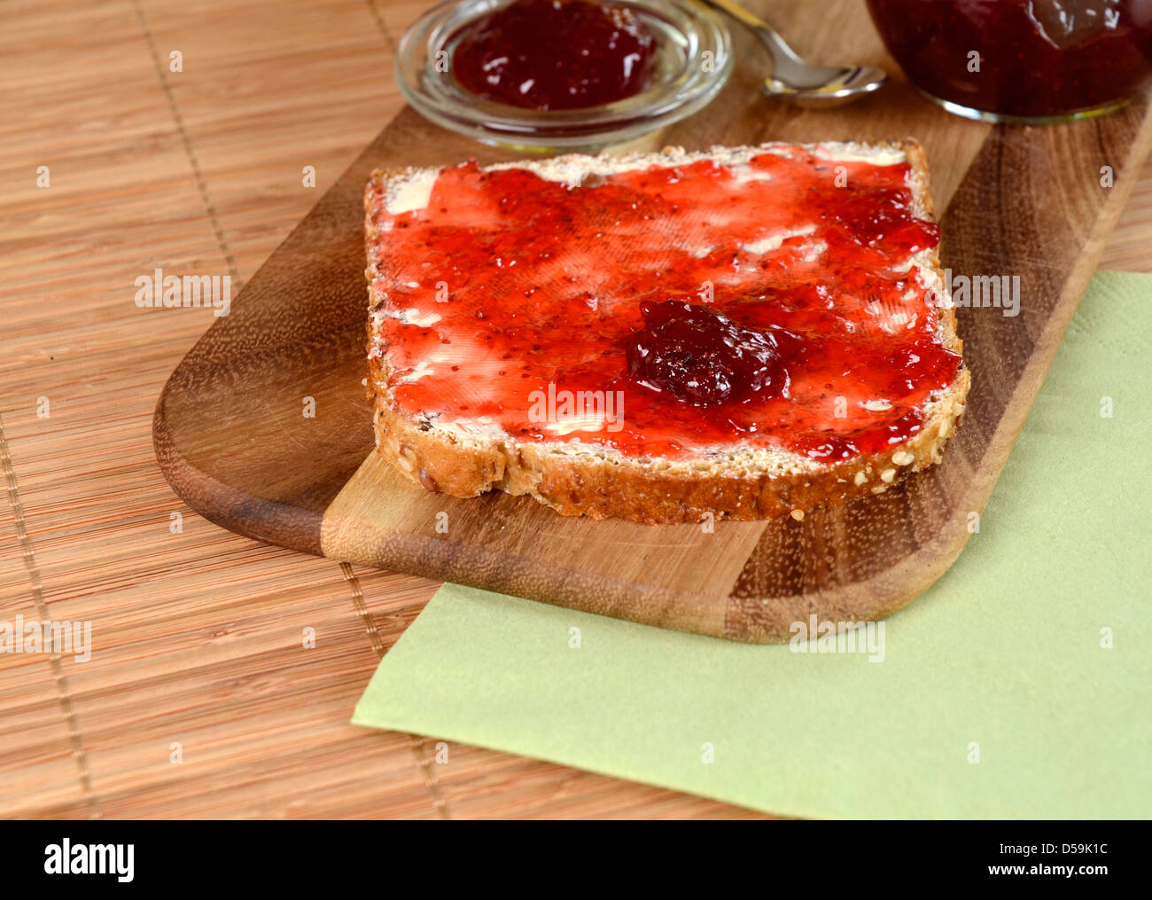 Breakfast with strawberry jam Stock Photo - Alamy