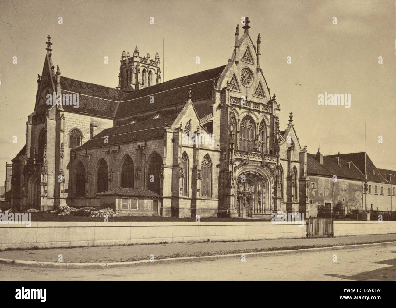 A photograph of the Brou Church in Bourg-en-Bresse, France, showing its ...