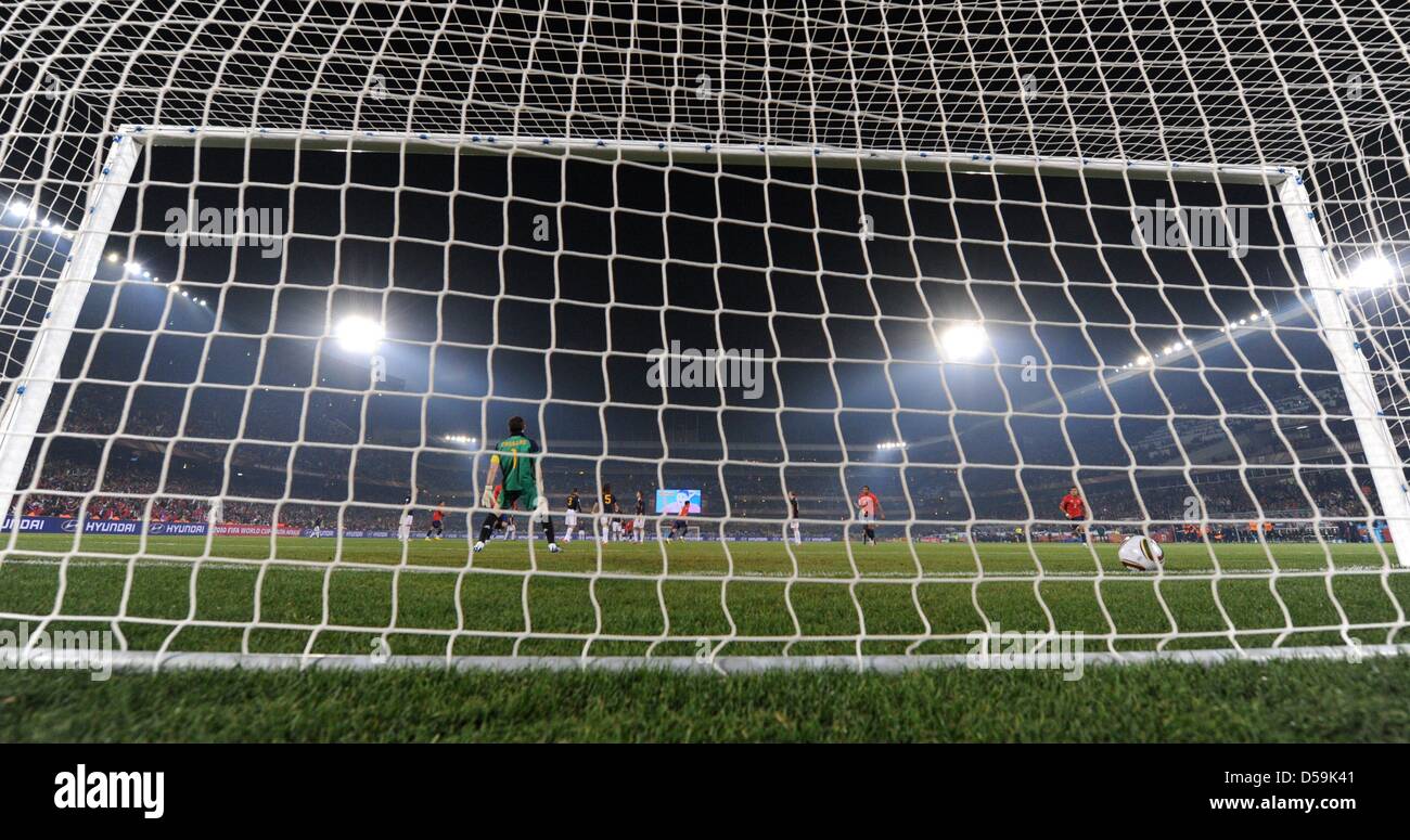 The ball sits in the Spanish goal making it 2-1 during the 2010 FIFA ...
