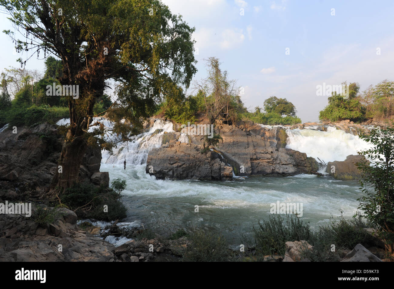 waterfall of Khone Phapheng on four thousand islands on Laos Stock ...