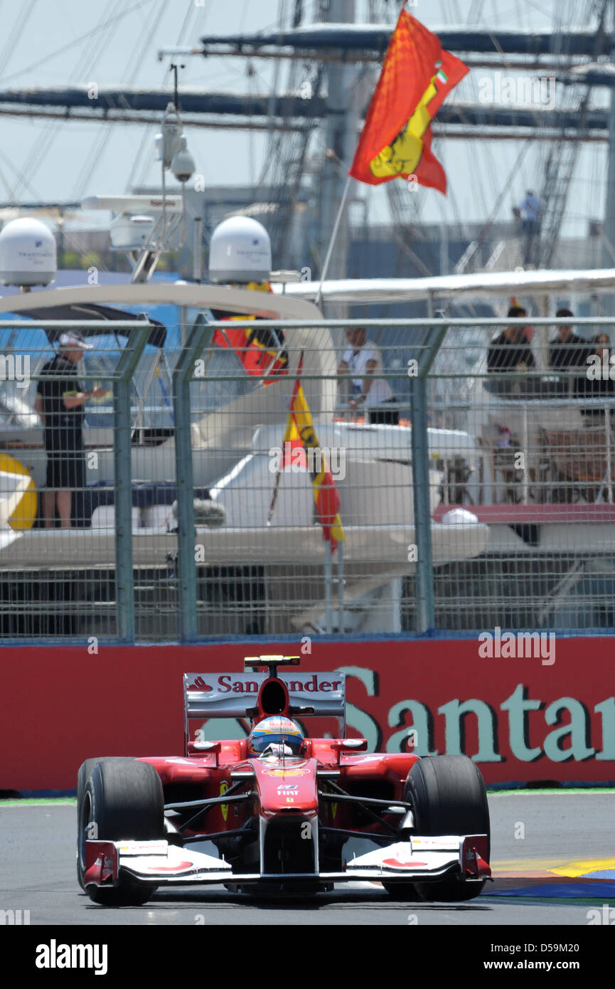 Spanish Formula 1 racedriver Fernando Alonso (Ferrari) drives along the ...