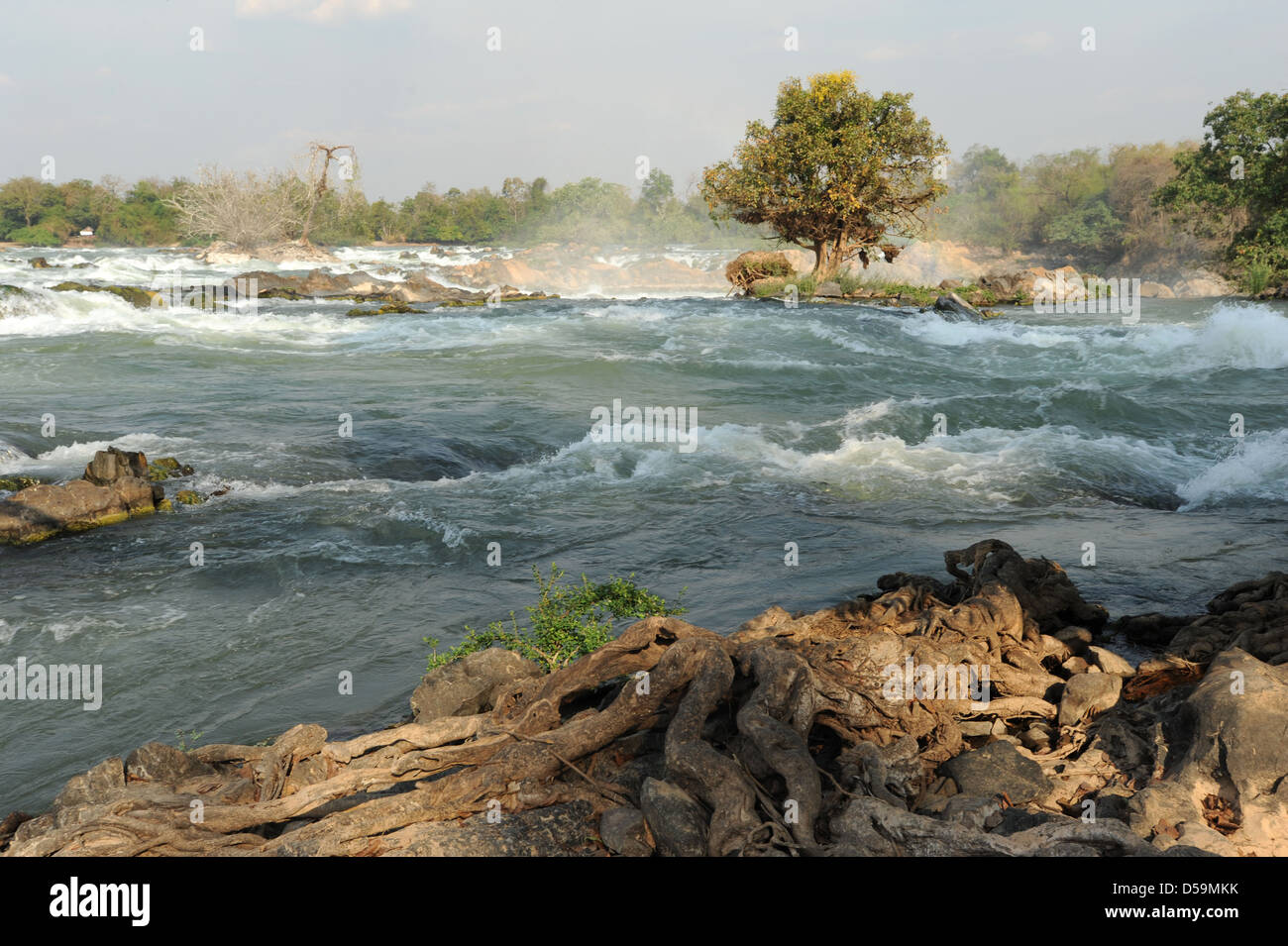 waterfall of Khone Phapheng on four thousand islands on Laos Stock ...