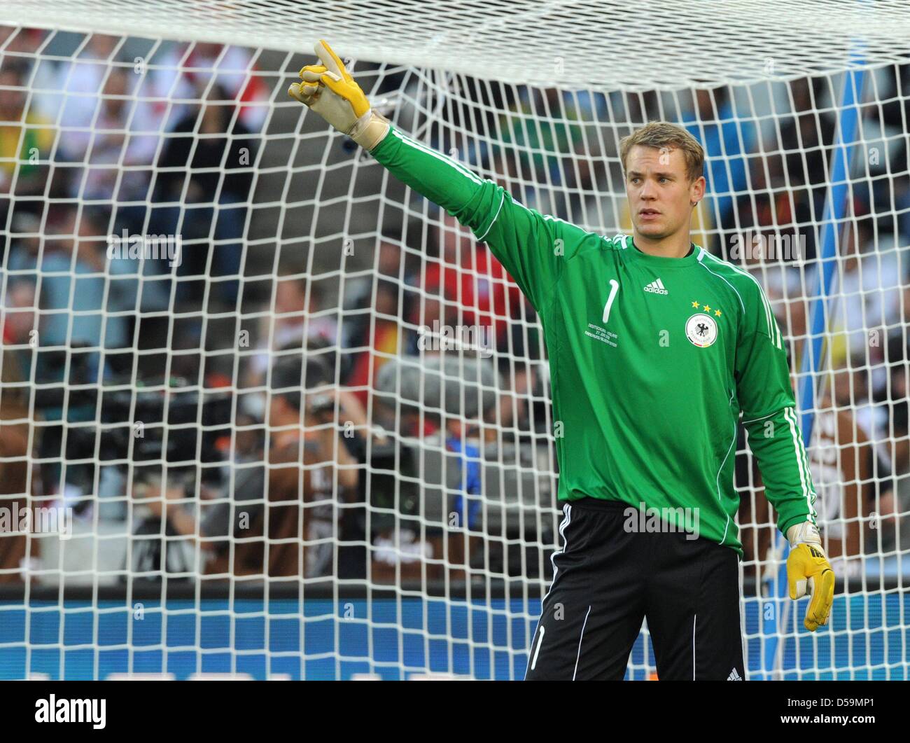 Germany's goalkeeper Manuel Neuer gestures during the 2010 FIFA World ...
