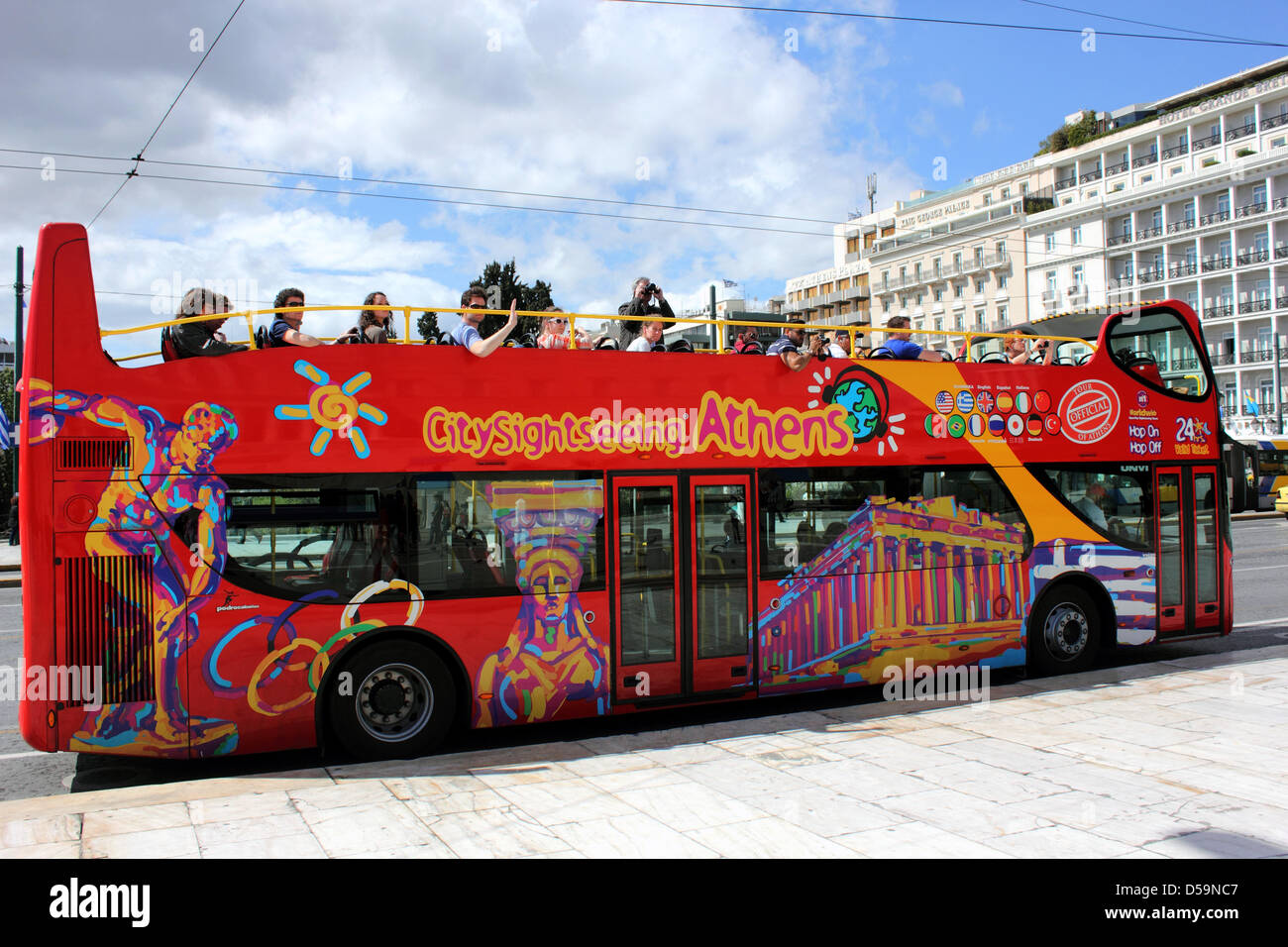 Bus for sightseeing in Athens Stock Photo - Alamy