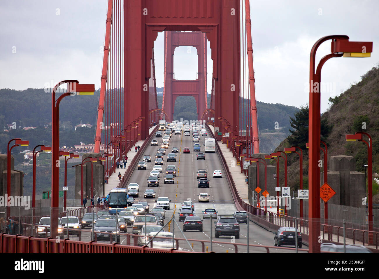 traffic on Golden Gate bridge in San Francisco, California, United ...
