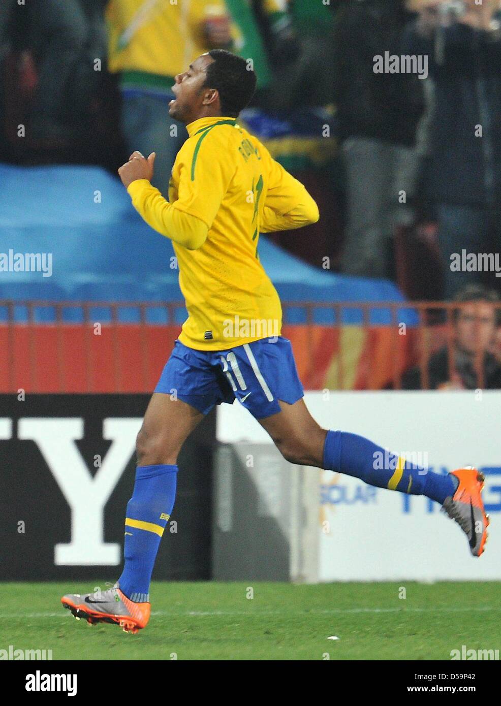Robinho of Brazil celebrates after scoring the 3-0 during the 2010 FIFA ...
