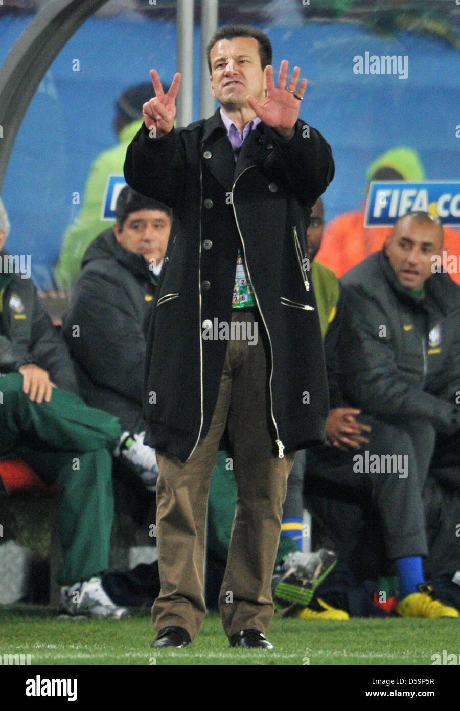 Headcoach Carlos Dunga of Brazil gestures during the 2010 FIFA World ...