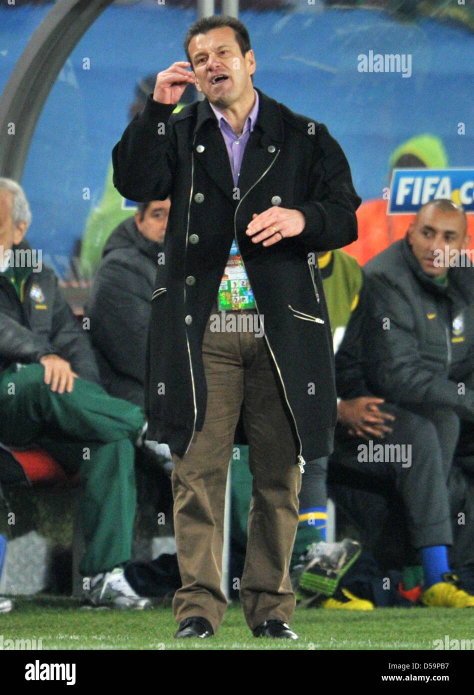 Headcoach Carlos Dunga Brazil gestures during the 2010 FIFA World Cup ...