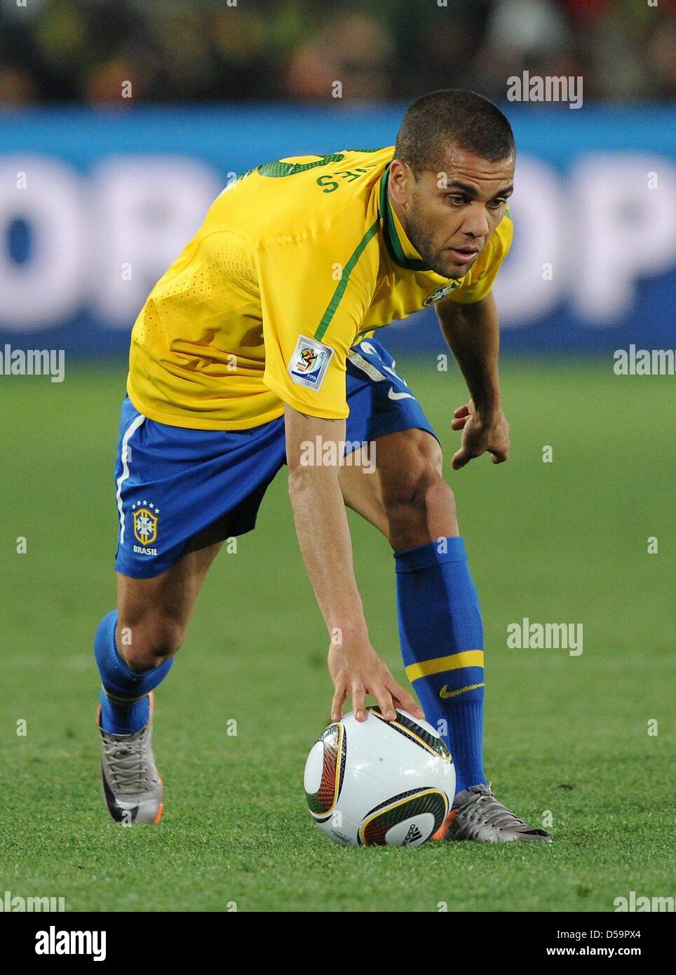 Brazil's Dani Alves during the 2010 FIFA World Cup Round of Sixteen ...