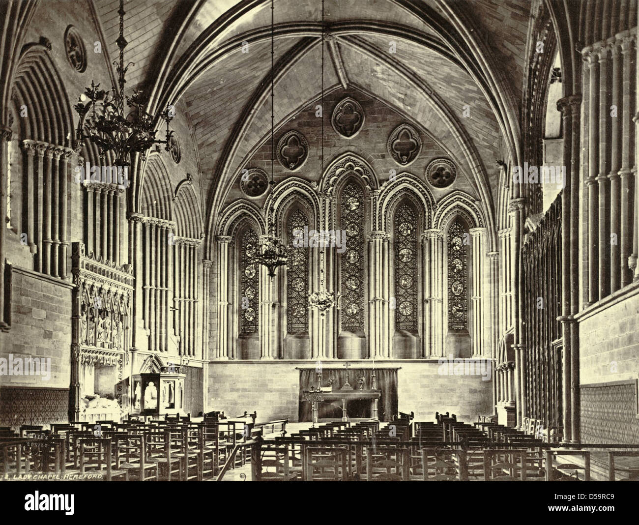 A photograph of the Lady Chapel in Hereford Cathedral, England ...