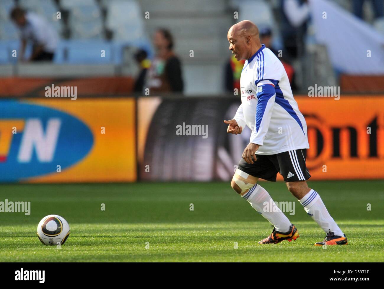 South African President Jacob Zuma takes part in an All-Star soccer ...