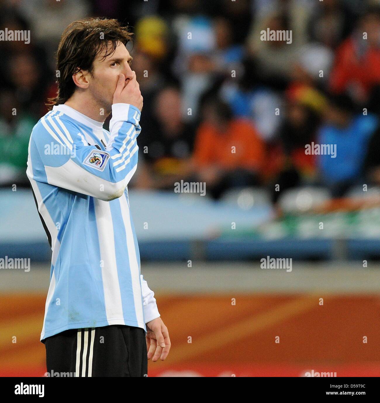 Argentina's Lionel Messi reacts after the 2010 FIFA World Cup ...