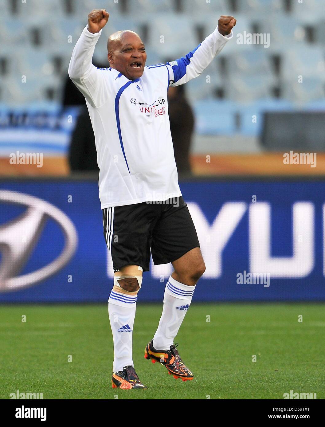 South African President Jacob Zuma takes part in an All-Star soccer ...