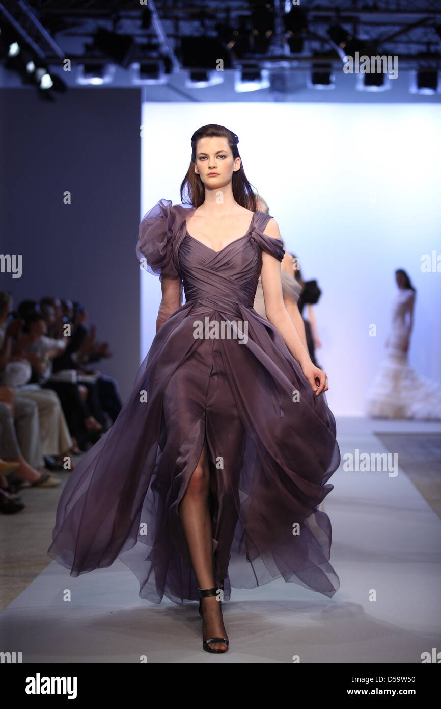 A model wears a creation as part of Christophe Josse Haute Couture ...