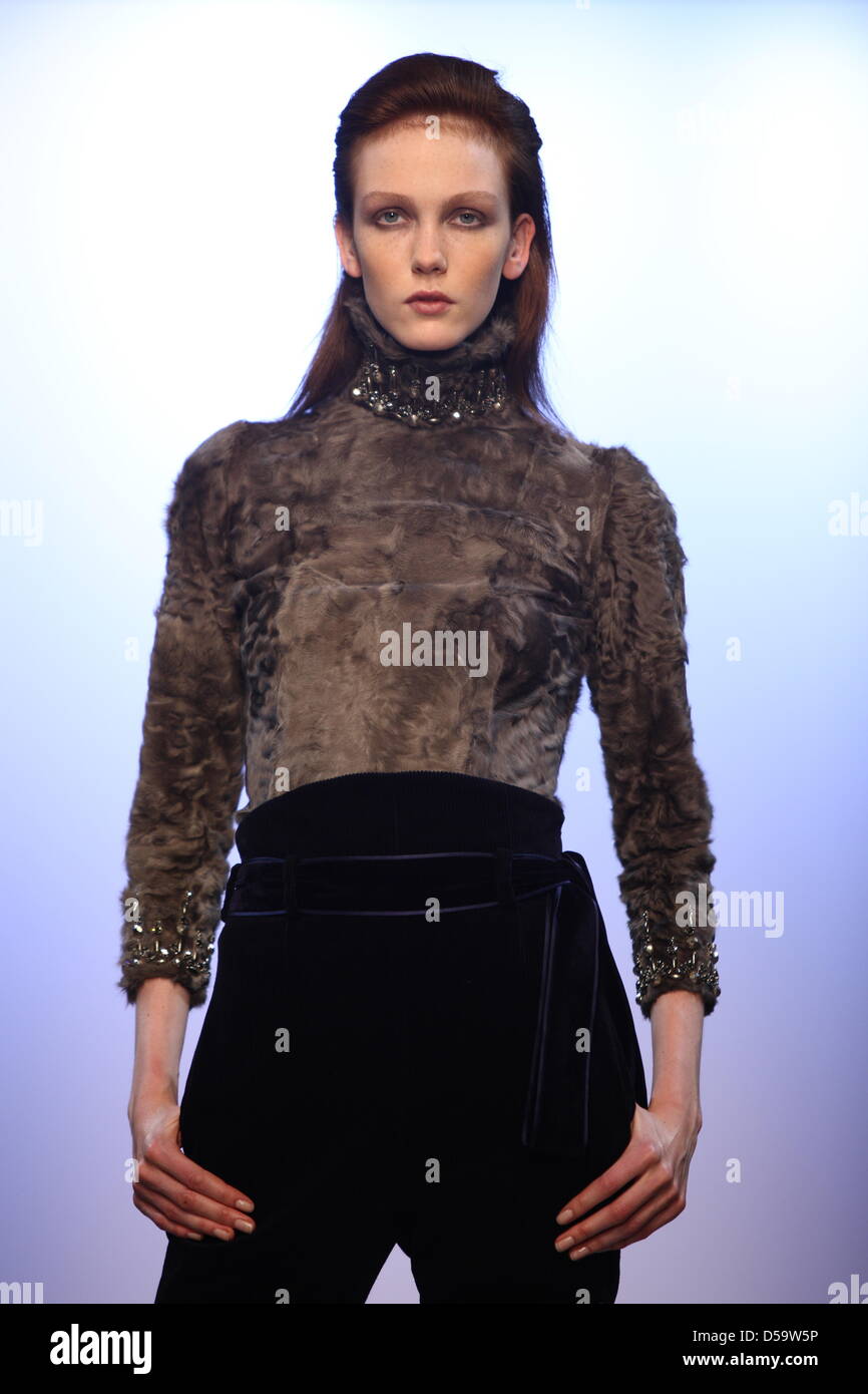 A model wears a creation as part of Christophe Josse Haute Couture ...